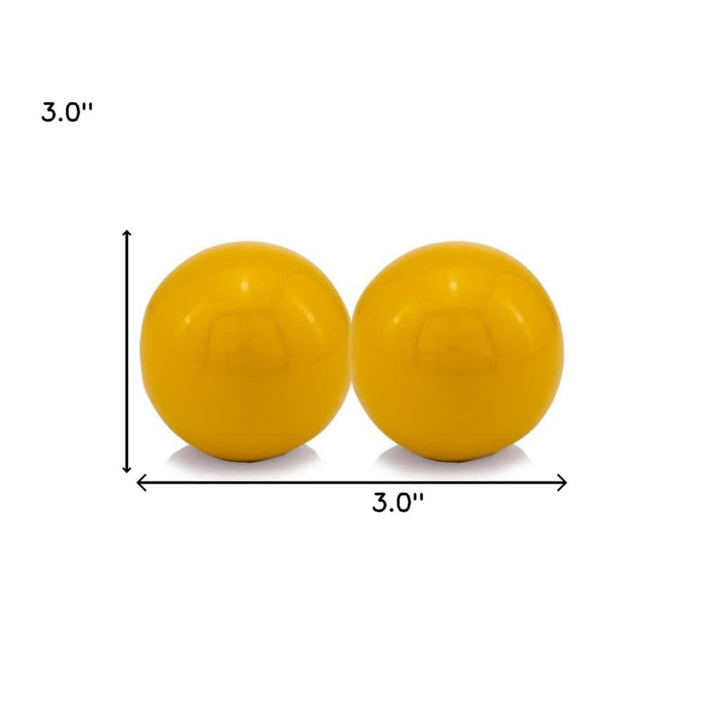 HomeRoots Yellow Enameled Aluminum Spheres (Set of 2) 2000480018 - The ...