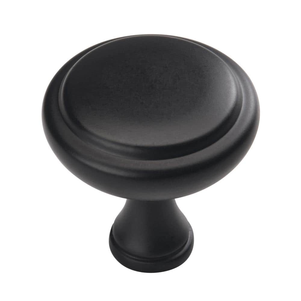 Amerock Arden 1-1/4 in. Traditional Matte Black Round Cabinet Knob ...