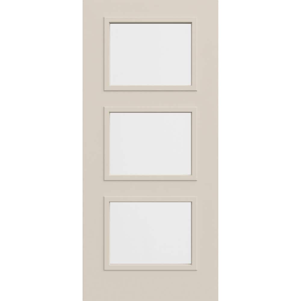 JELD-WEN 36 in. x 80 in. 3 Lite Equal Right-Hand/Inswing Clear Glass ...