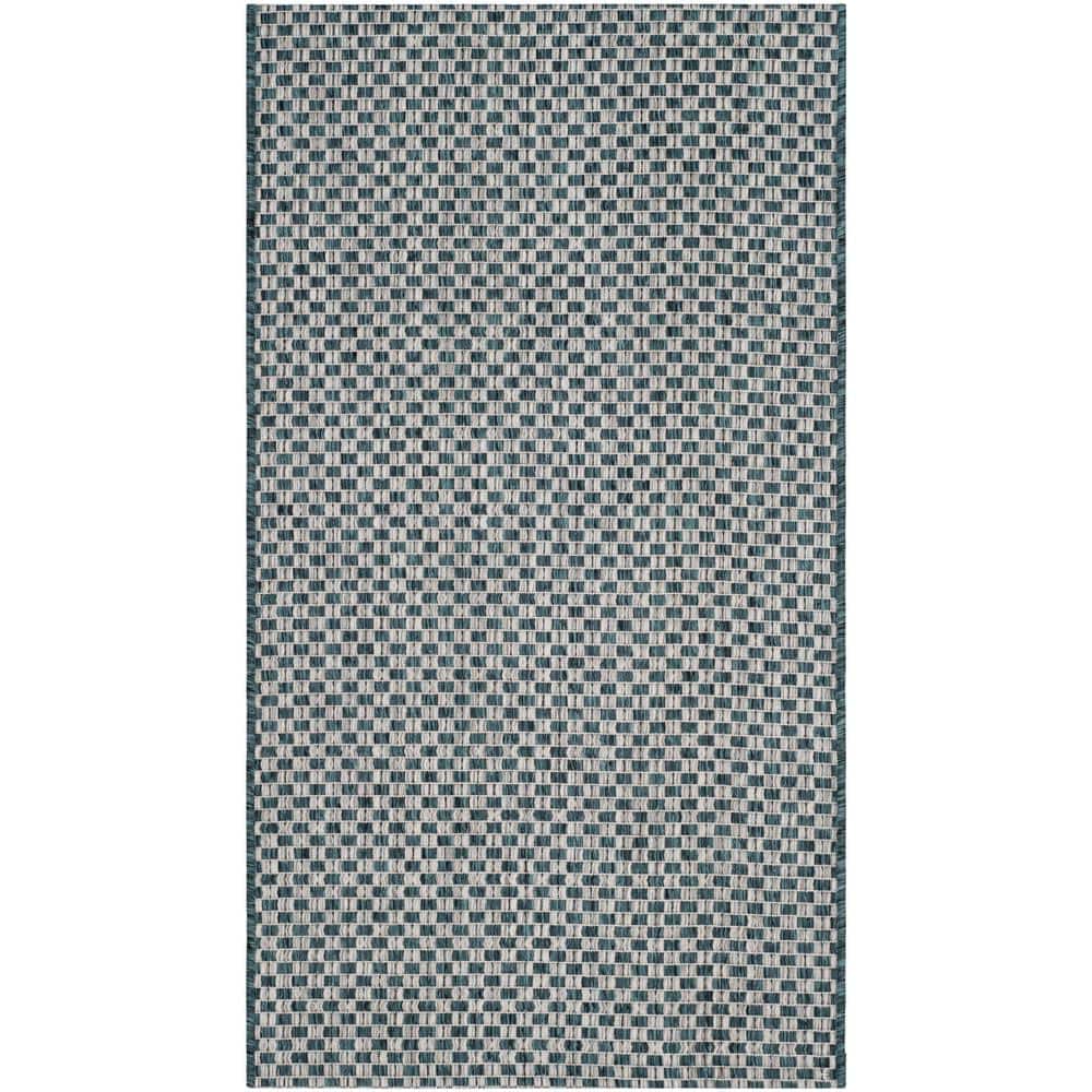 SAFAVIEH Courtyard Turquoise/Light Gray Doormat 3 ft. x 5 ft. Solid ...