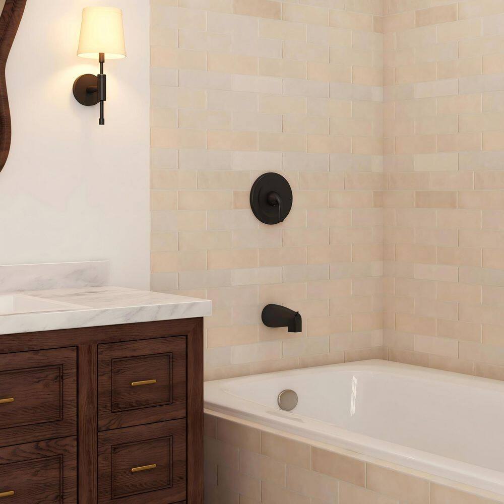CASAINC 1-Handle Round Shower Trim Kit with 5.5 in. Tub Spout in Matte ...