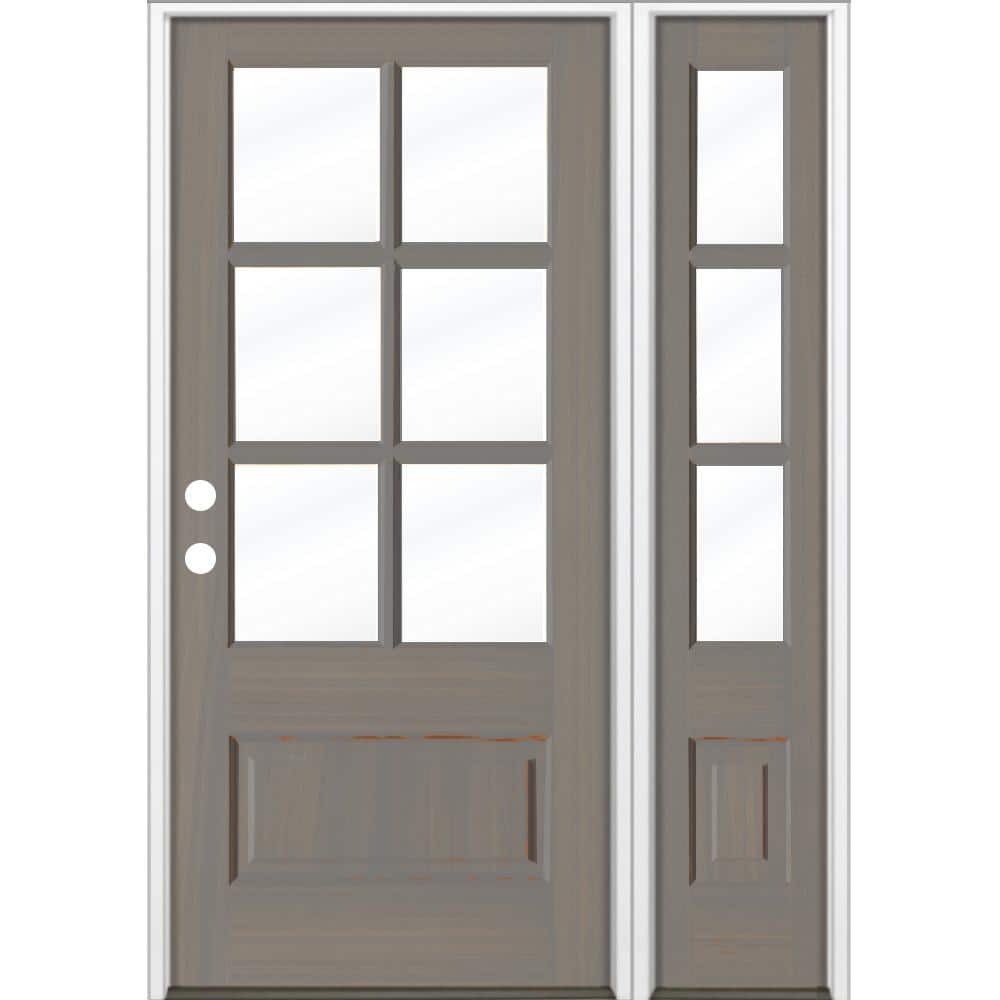 Krosswood Doors 50 in. x 80 in. Farmhouse 3/4 Lite Clear Glass Grey ...