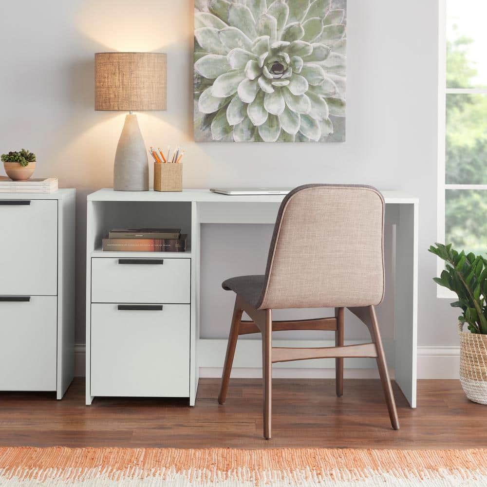 StyleWell Braxten 47 in. Rectangular White 2-Drawer Computer Desk ...