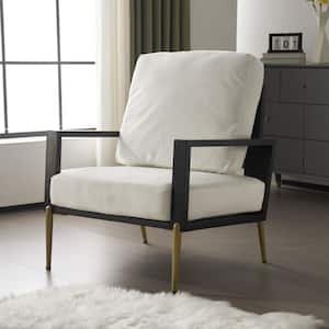 Art Leon MIA Off White Fabric Mid-Century Accent Arm Chair with Cushion ...