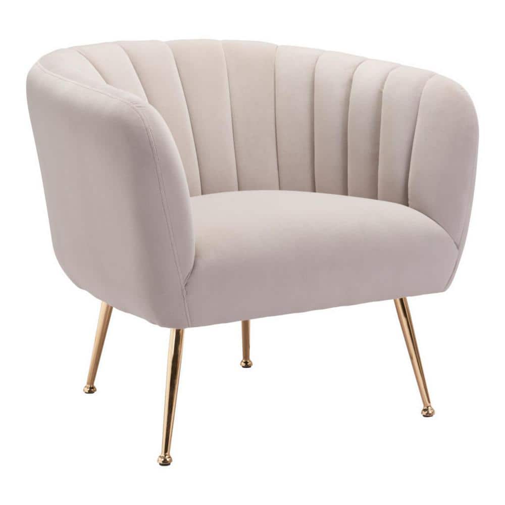 HomeRoots Beige Club Chair Set of 1 with Tufted Cushions 2000394996 ...