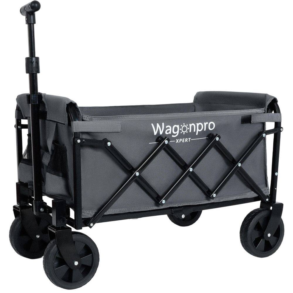 3 cu. ft. Expandable Dual-Layer Utility Collapsible Wagon Steel Garden ...