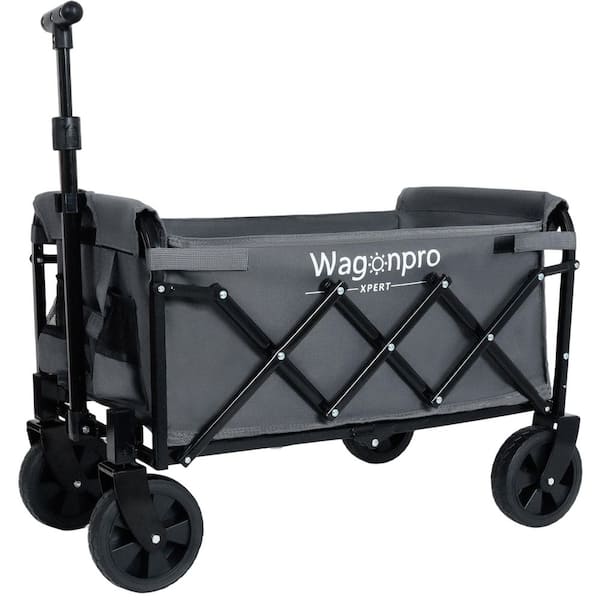 3 cu. ft. Expandable Dual-Layer Utility Collapsible Wagon Steel Garden ...