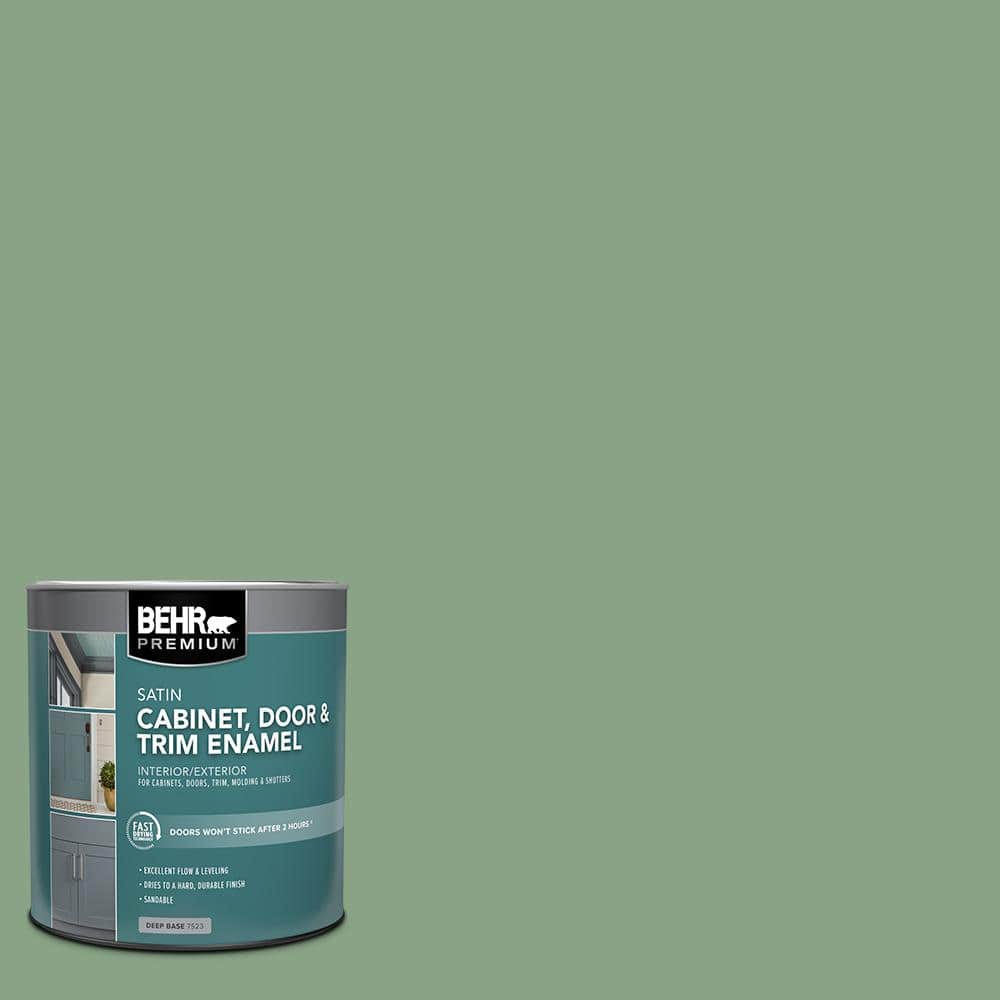 BEHR PREMIUM 1 qt. #S400-5 Gallery Green Satin Enamel Interior/Exterior ...