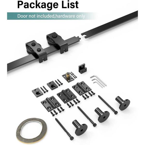 WINSOON 4 ft. /48 in. J Shape Frosted Black Top Mount Bi-Fold Sliding ...