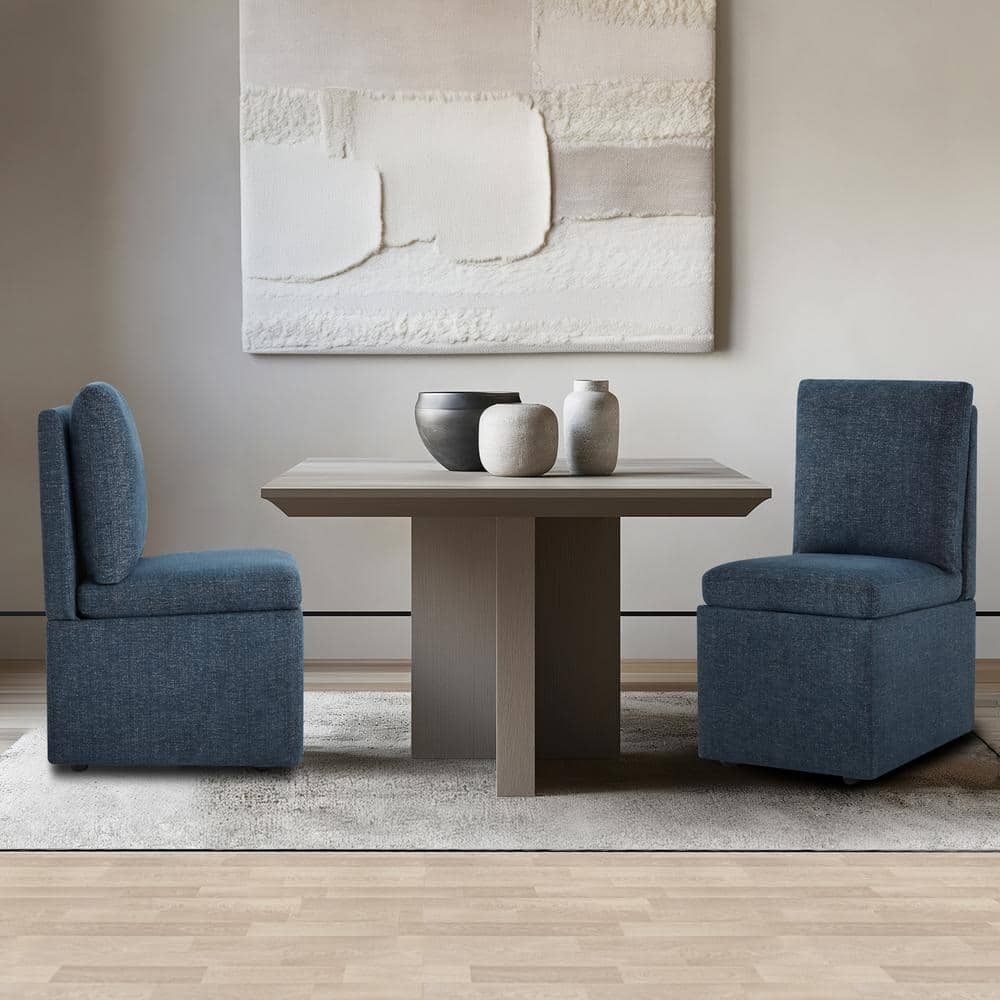 SPRUCE & SPRING Barnaby Upholstered Denim Dining Chair with Casters and ...