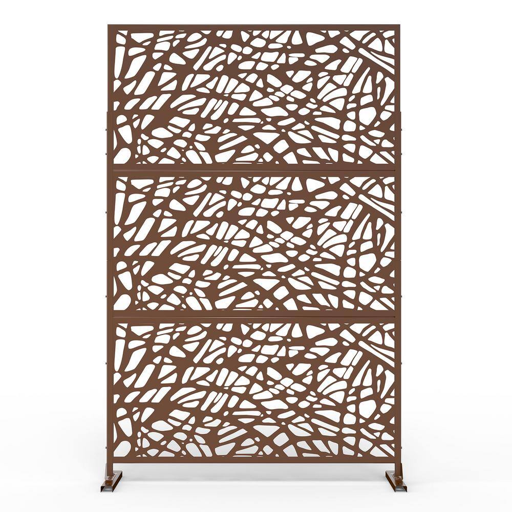 Dovelina 72 in. x 47 in. Laser Cut Metal Rusty Web Pattern Outdoor ...
