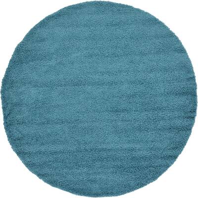 Unique Loom Solid Shag Aqua Blue 6 ft. Round Area Rug-3127851 - The ...