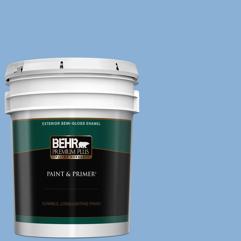 BEHR PREMIUM PLUS 5 gal. #PPU15-12 Bluebird Semi-Gloss Enamel Exterior ...