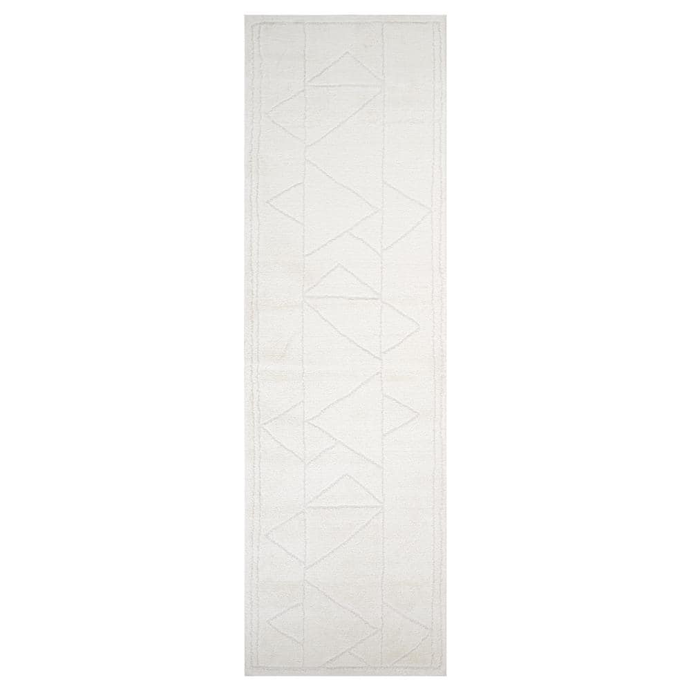 Amer Rugs Monotone 2 ft. 6 in. x 10 ft. Ivory Moraccan Pattern Runner ...