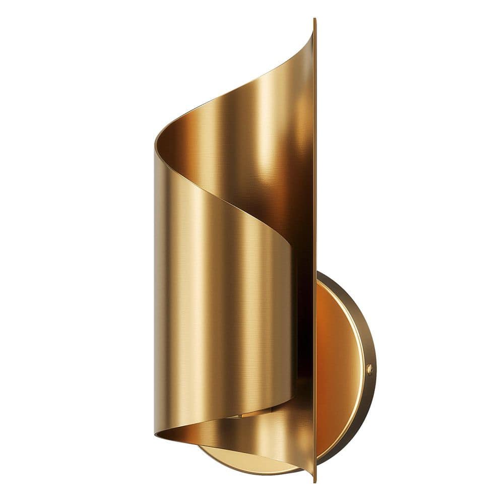 Merra 1-Light 4.1 in. Gold Modern Wall Sconce Light Fixture with Right ...