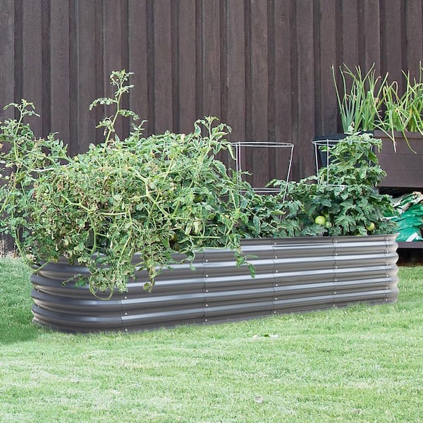 VEIKOUS 17 in. H Galvanized Garden Bed 9-in-1 Large Planter Box Outdoor ...
