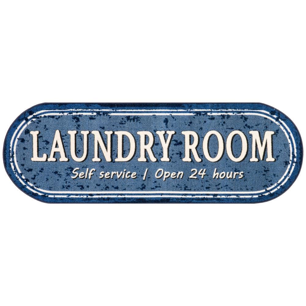 nuLOOM Graphic Machine Washable Laundry Mat Blue Doormat 20 in. x 59 in ...
