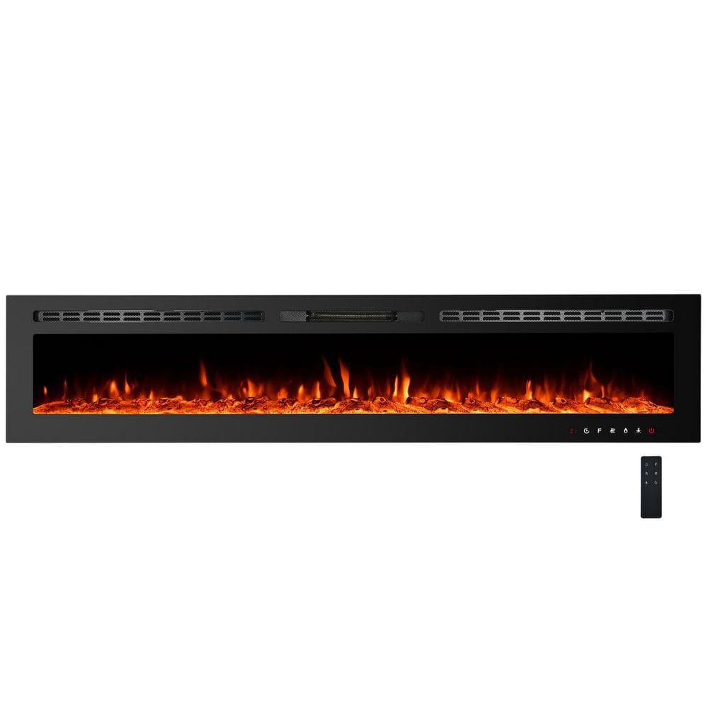 Garvee 90 in. Recessed/Wall Mount Ventless Electric Fireplace Insert in ...