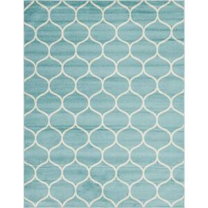 Unique Loom Trellis Frieze Rounded Light Blue 9' 0 x 12' 0 Area Rug ...