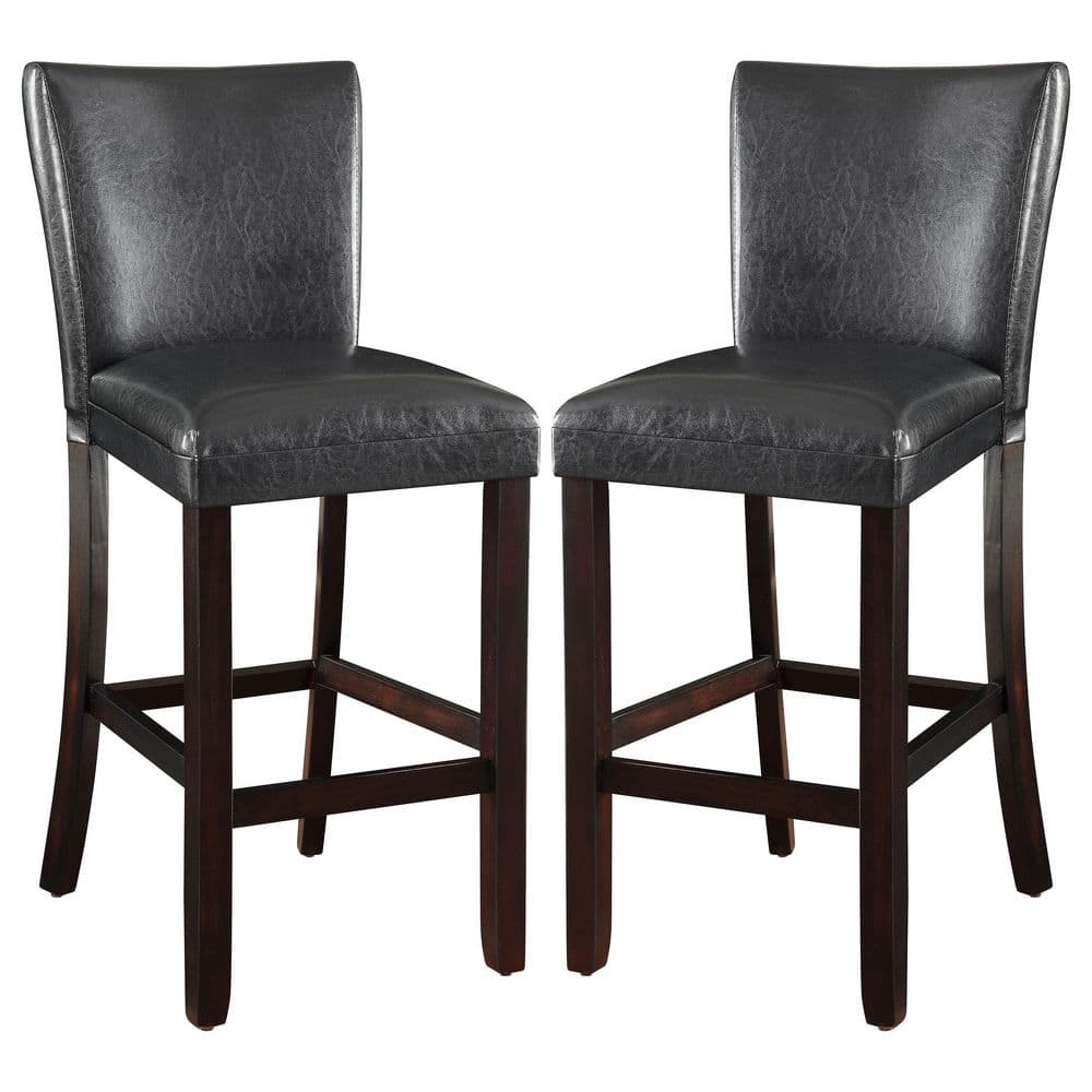 Coaster Alberton 30.5 in. Cappuccino and Black Solid Upholstered Back ...