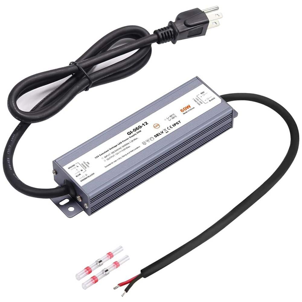 60W Waterproof Voltage LED Driver Power Supply Transformer 100-240V AC ...