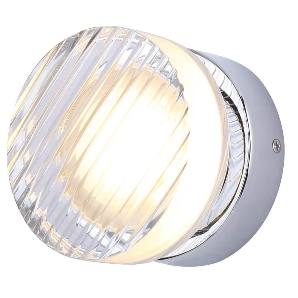CANARM BENNI 5.375 in. 1-Light Chrome Integrated LED Wall-Light with ...