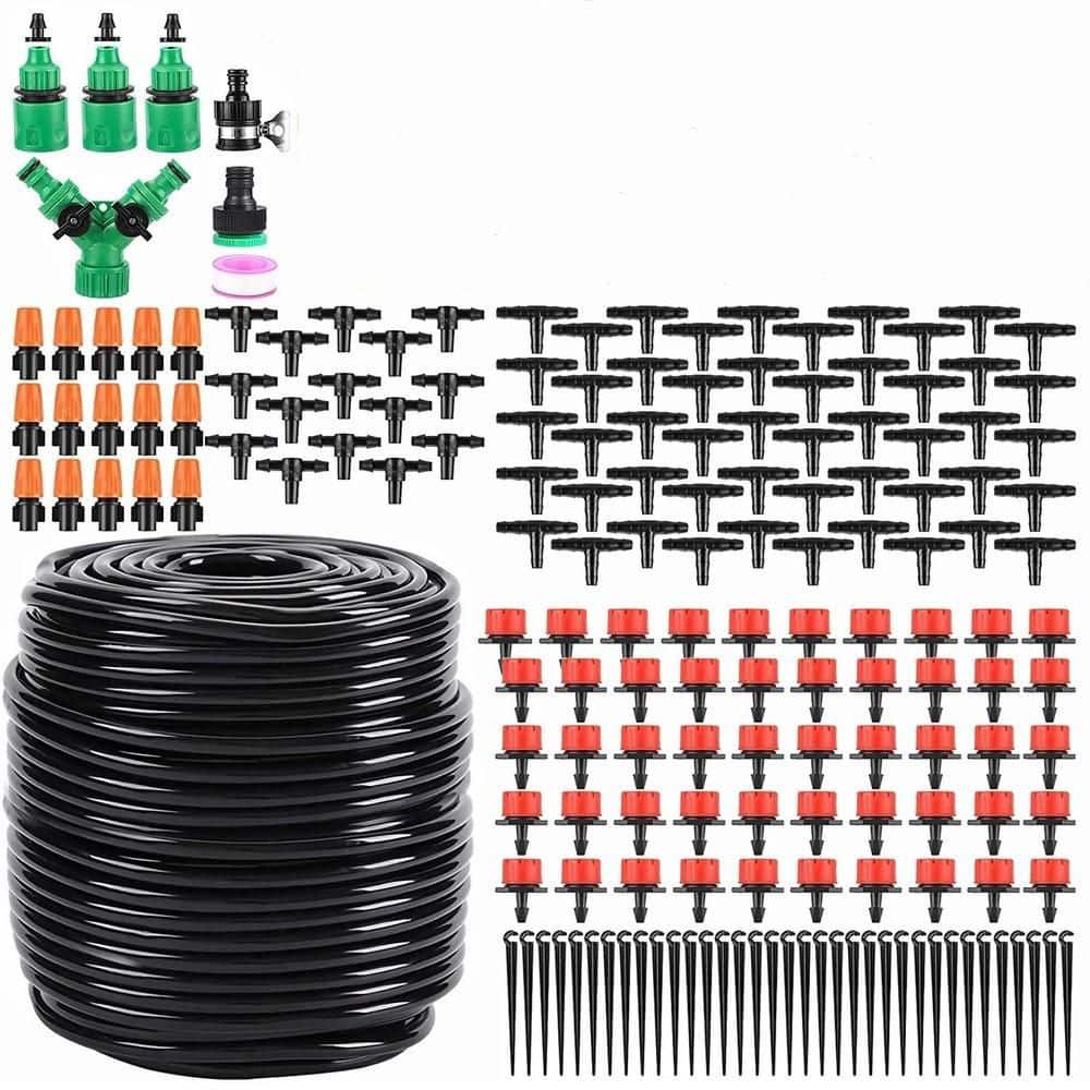 Phewnyzo 1/4 and 1/2 in. Garden Drip Irrigation Kit,Greenhouse Micro ...
