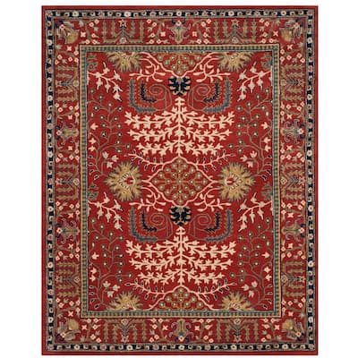 SAFAVIEH Antiquity Red/Multi 6 ft. x 6 ft. Square Border Area Rug AT64A ...