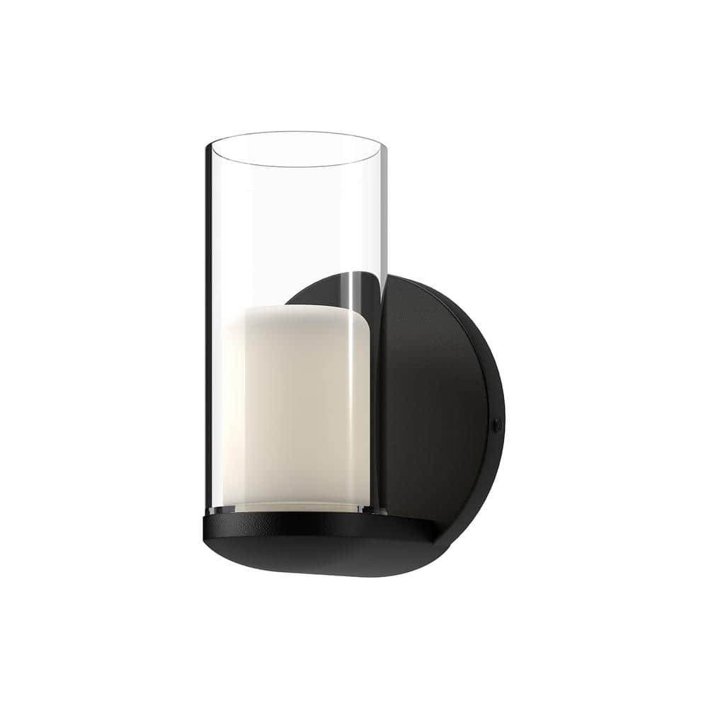 KUZCO Birch 3 in. 1 Light 11-Watt Black/Clear Integrated LED Wall ...