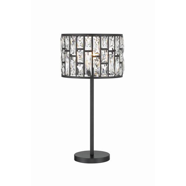 Hampton Bay Kristella 24 in. Black Table Lamp with Chrystal Shade 45431 ...