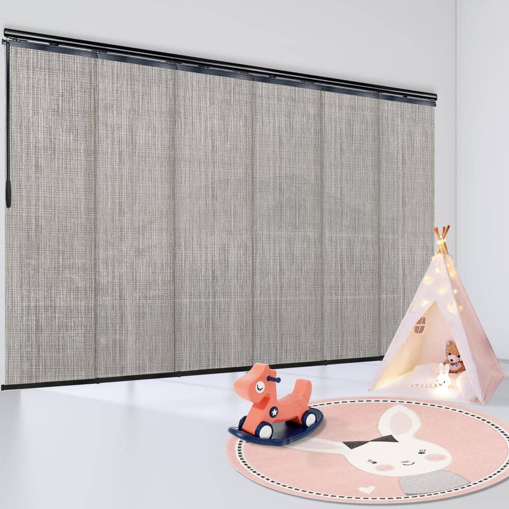 EMOH Stone 70 in. - 130 in. W x 94 in. L Adjustable 6-Panel in Black ...