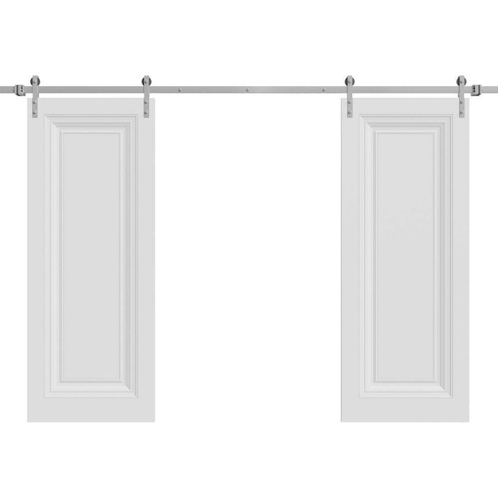 Sartodoors 7111 48 in. x 80 in. Sold Core White Color Wood Sliding Barn ...