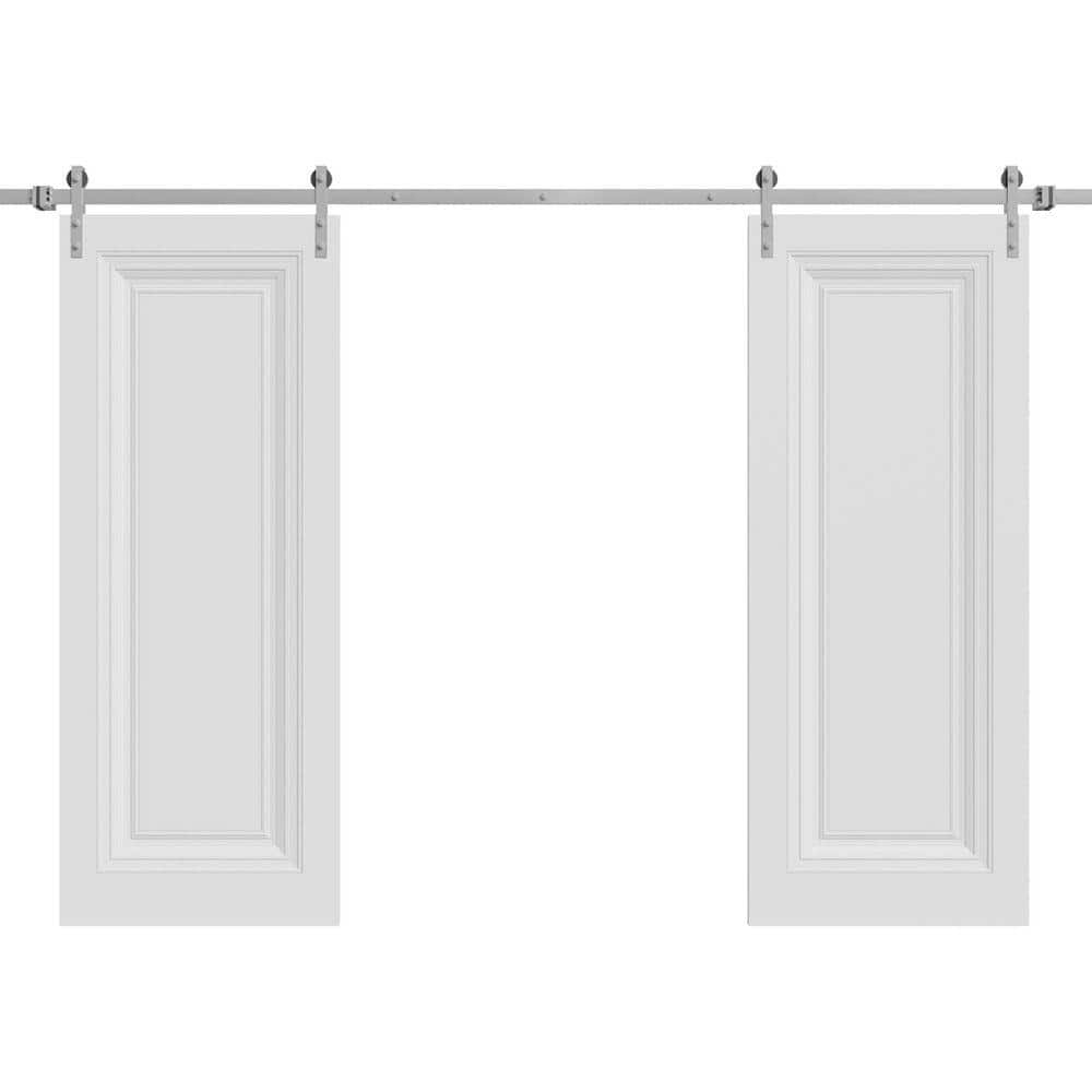 Sartodoors 7111 72 in. x 80 in. Sold Core White Color Wood Sliding Barn ...