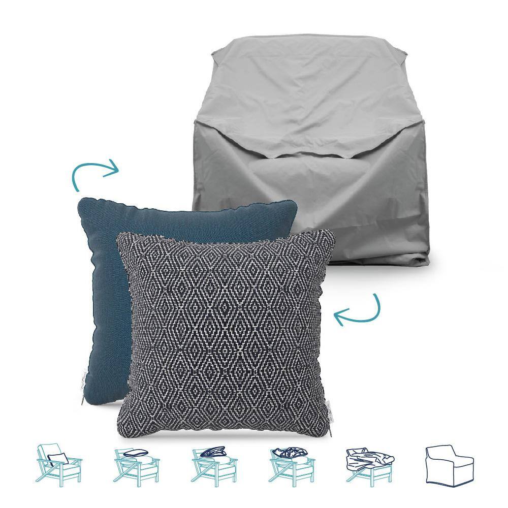 Pillow-To-Cover 18 in. Capra Indigo/Meridian Twilight Pillow Club Chair ...