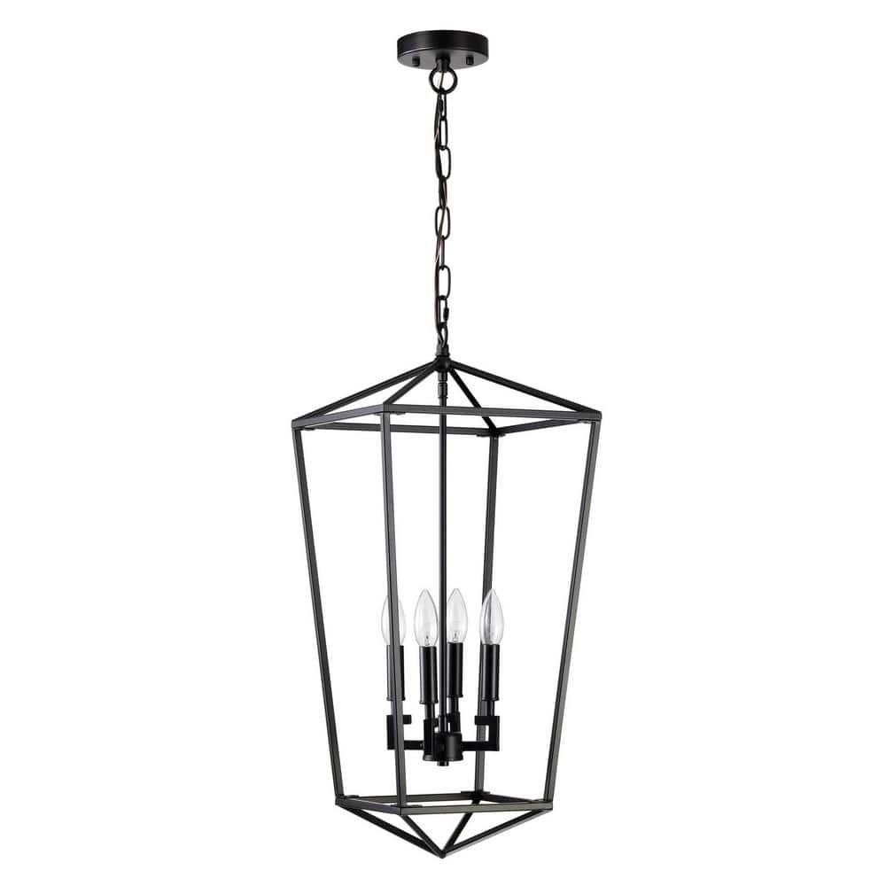 Warehouse of Tiffany Casper 11.8 in. 4-Light Indoor Matte Black Finish ...