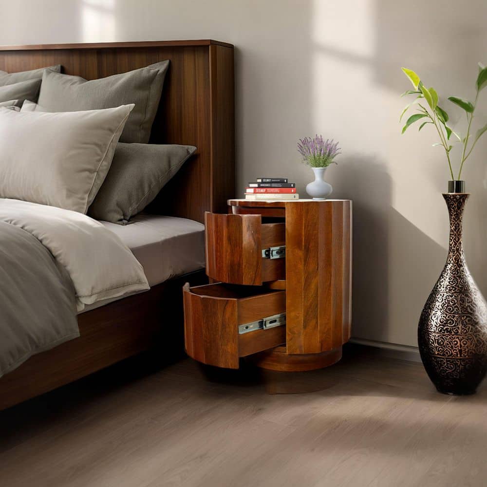 Carolina Chair and Table Harrison 16 in. Chestnut Round Vertical Groove ...