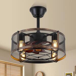 Kviflon 18 in. Indoor Caged Small Black Ceiling Fans with Lights and ...