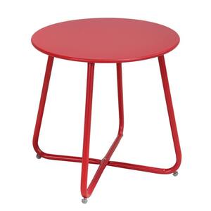 DESwan Red Round Steel Outdoor Side Table BSC-ZY001-RD - The Home Depot