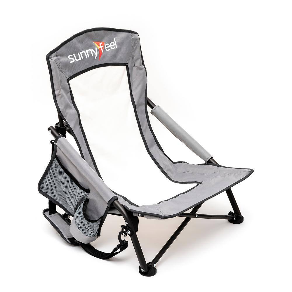 Mondawe Gray Metal Patio Folding Beach Chair Lawn Chair Outdoor Camping ...