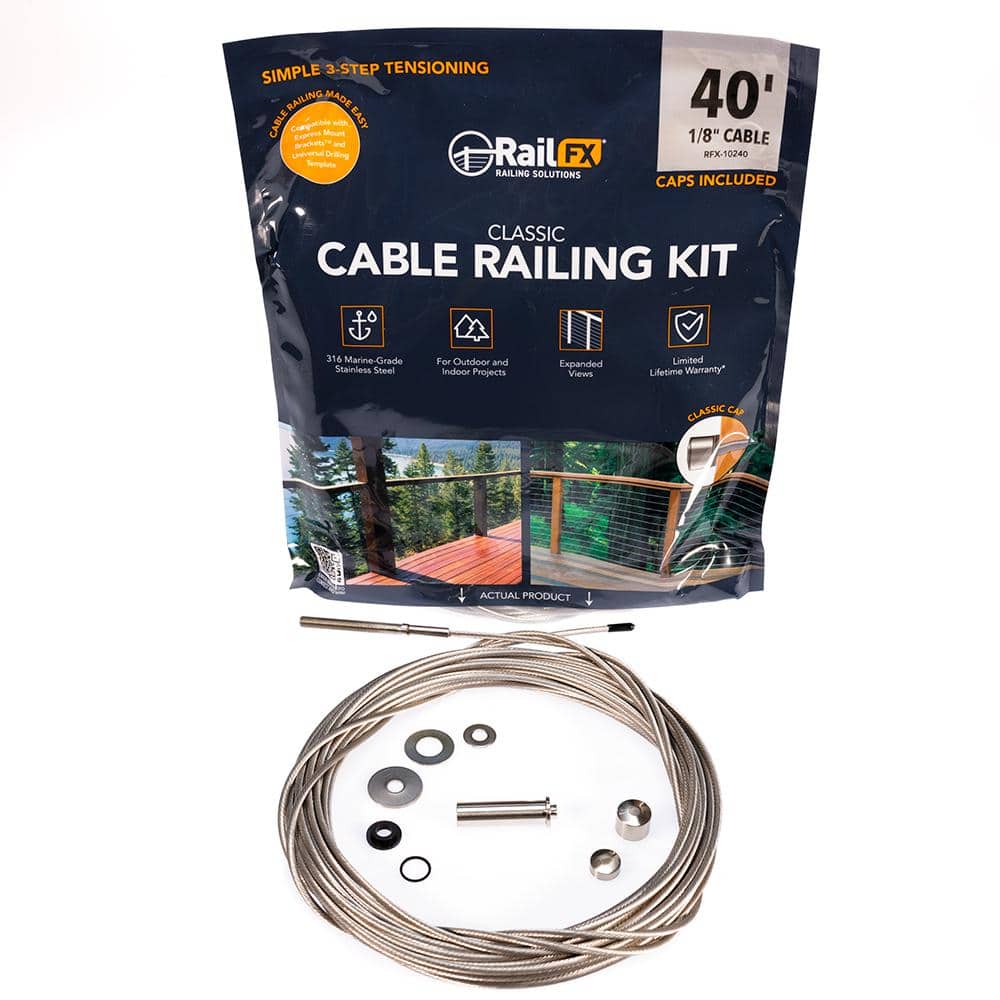 RAILFX Classic 40 ft. Stainless Steel Cable Kit for Cable Railing ...