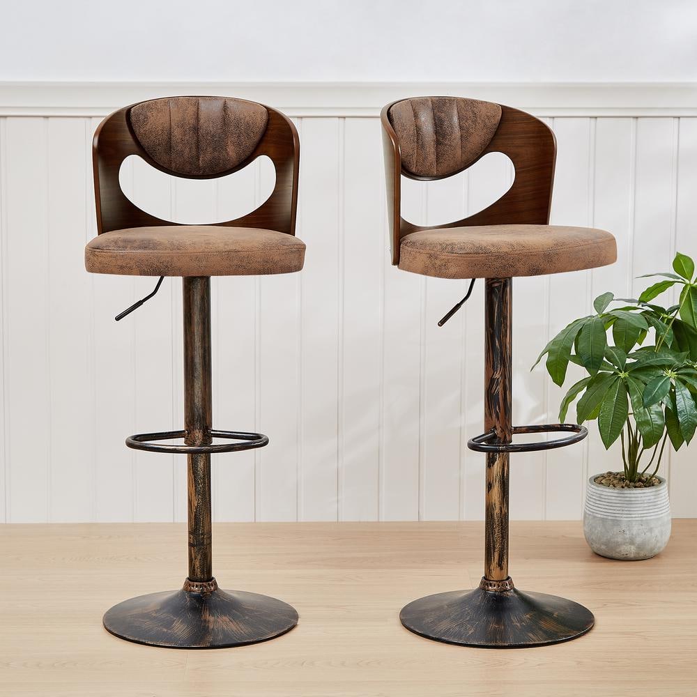 VECELO Swivel Bar Stools Set of 2 Seat Height Adjustable Wooden ...