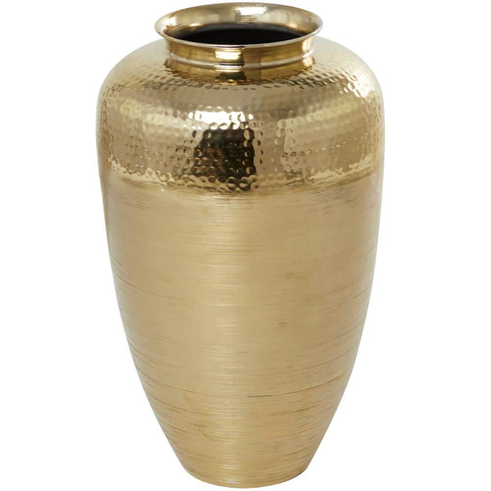 Litton Lane 20 in. Gold Brushed Aluminum Metal Decorative Vase with ...