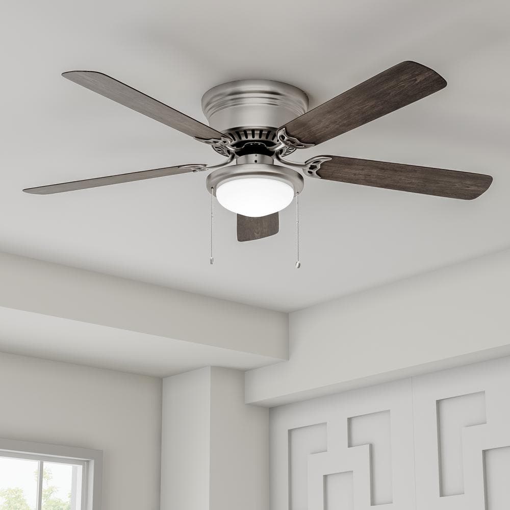 Hampton Bay Hugger 56 in. LED Brushed Nickel Ceiling Fan AL383D-BN ...