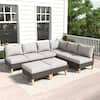 Gymojoy Chic Relax Brown 8-Piece Wicker Patio Corner Couch Outdoor ...