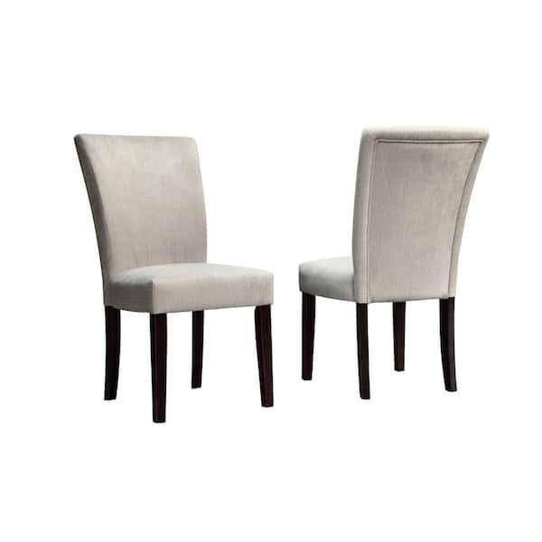 HomeSullivan Espresso Silver Grey Chenille Parson Chair (Set of 2 ...