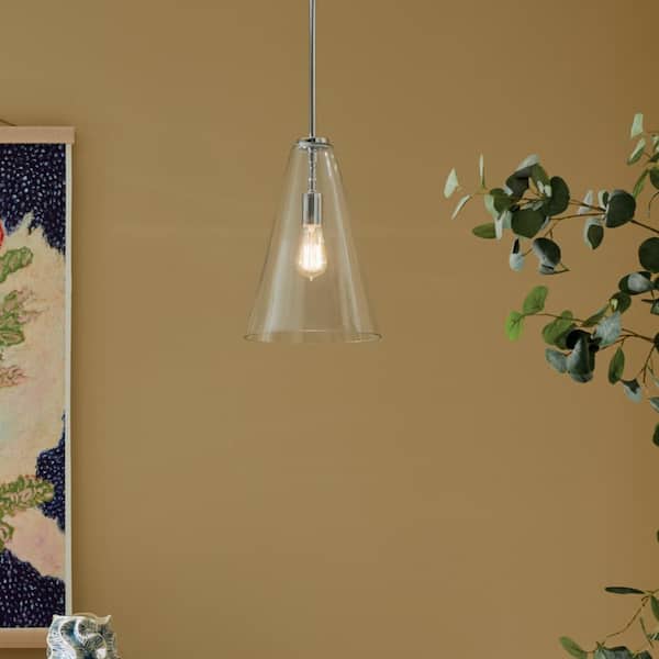 KICHLER Everly 10.25 in. 1-Light Brushed Nickel Modern Shaded Cone ...