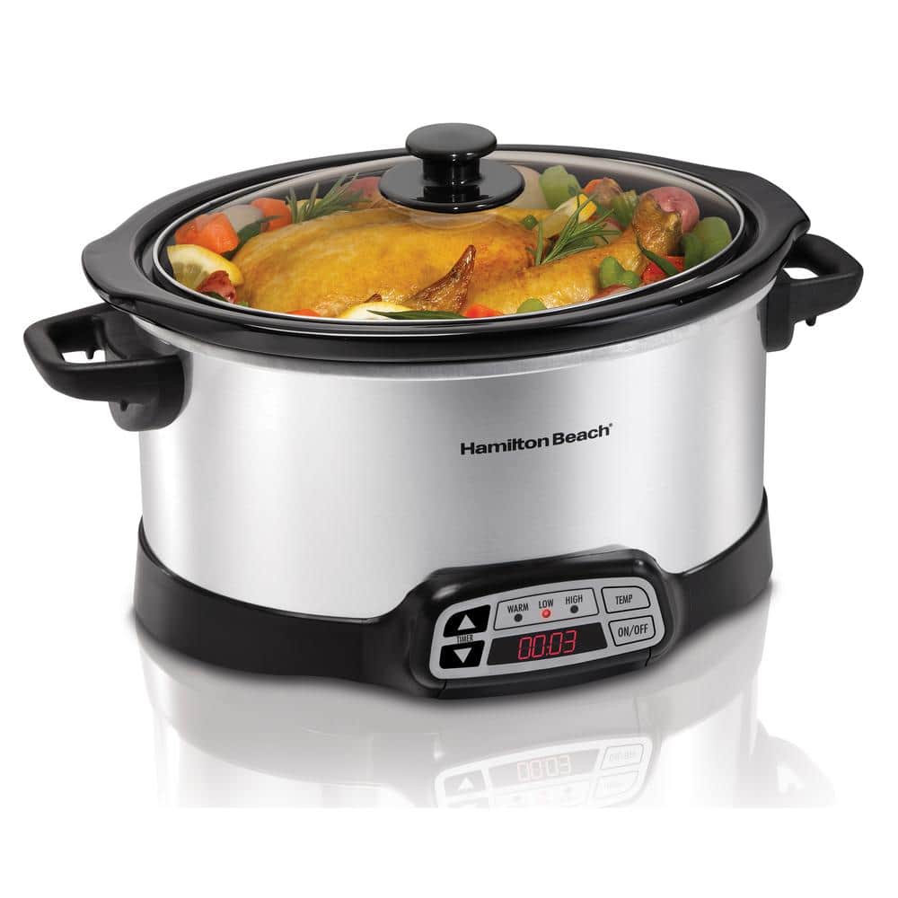 Hamilton Beach 6 Qt. Programmable Silver Slow Cooker with Temperature ...