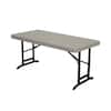 Lifetime 48 in. Almond Plastic Adjustable Height Folding High Top Table ...