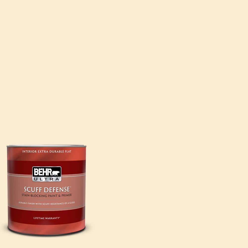 BEHR ULTRA 1 qt. #OR-W04 Nice Cream Extra Durable Flat Interior Paint ...