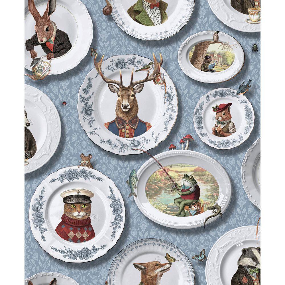 HOLDEN Tales of the Manor Blue Non-Pasted Wallpaper (Covers 56 sq. ft ...